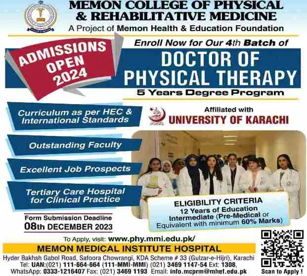 Memon Medical Institute Hospital MMIH Karachi Announces BS Admission 2026