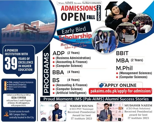 The Institute Of Management Sciences PAK-AIMS Lahore Announces BS ...