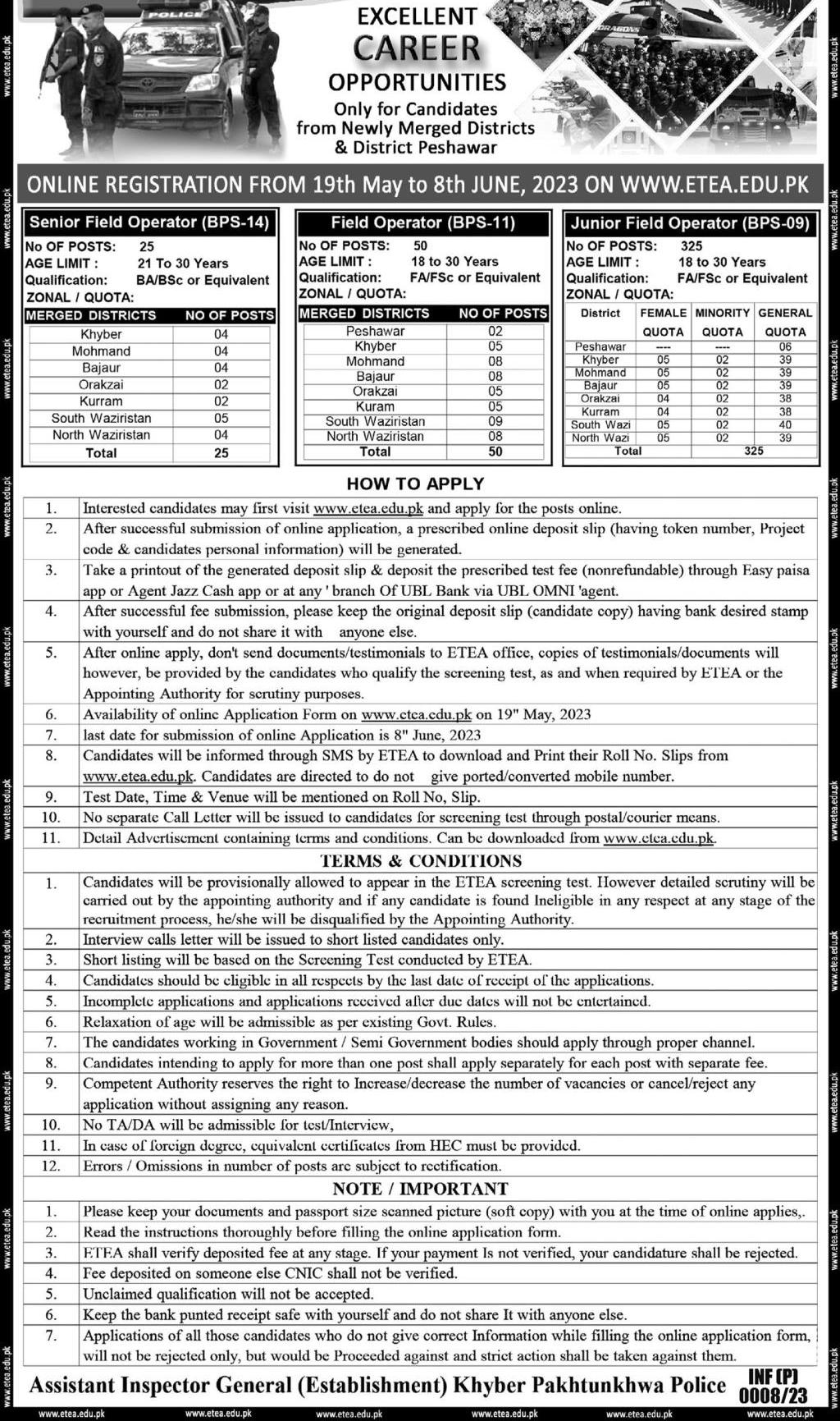 KPK Police announces Field Operator Jobs 2026