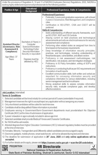 NADRA Islamabad announces Assistant Director Jobs 2025