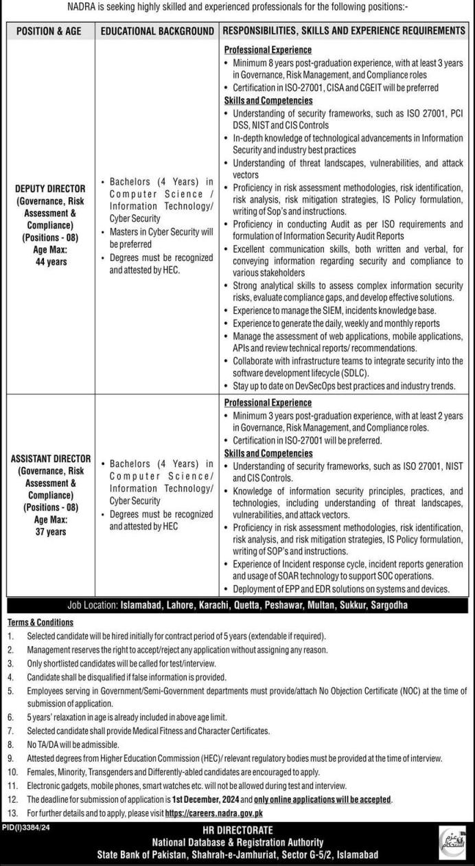 NADRA Islamabad announces Director Jobs 2026
