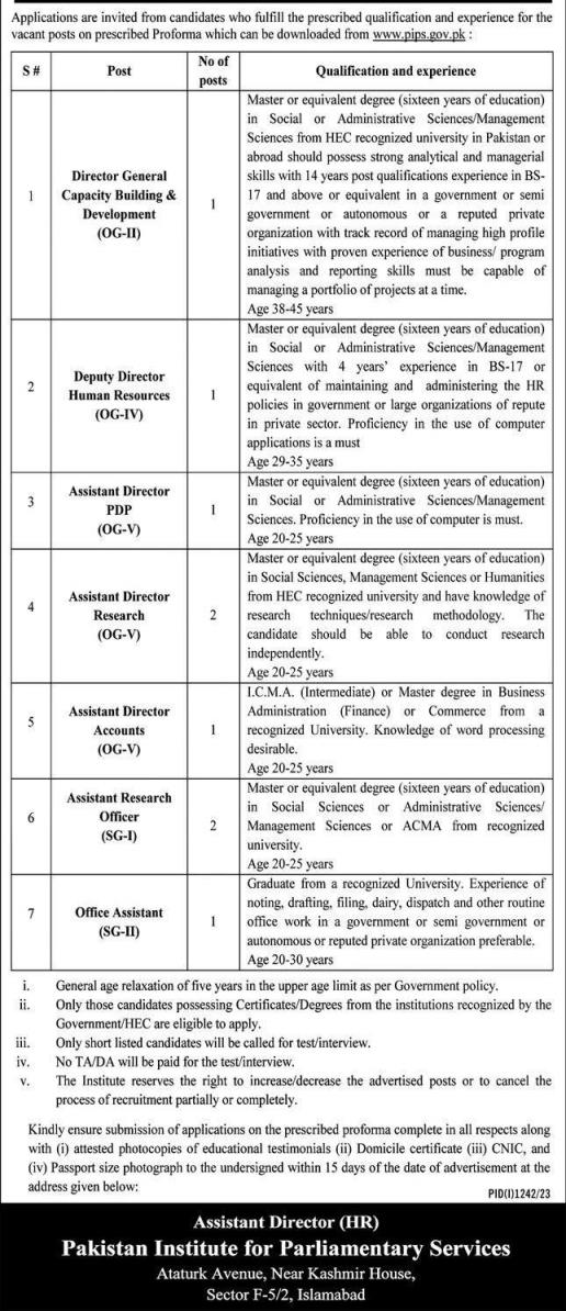PIPS Islamabad announces Director Jobs 2026