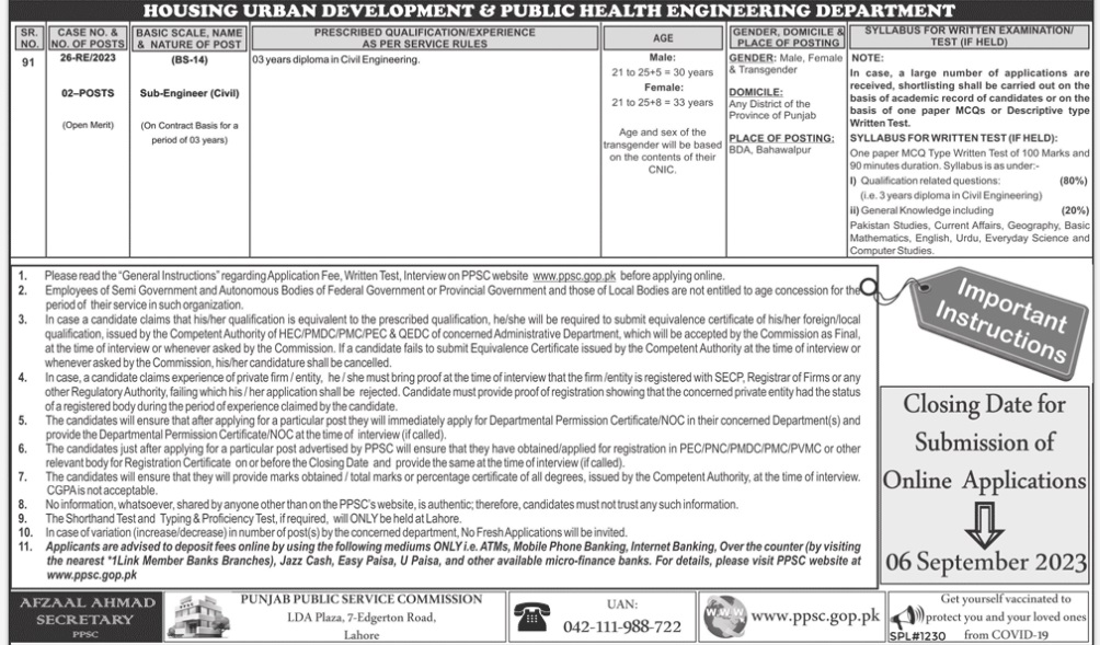 PPSC Lahore announces Multiple Jobs 2026